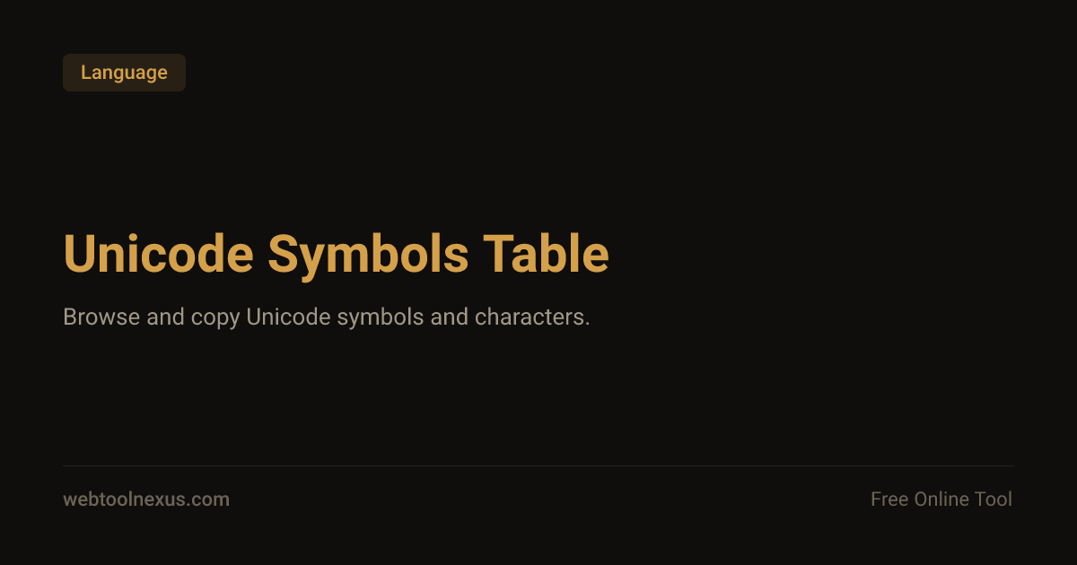 Unicode Symbols Table